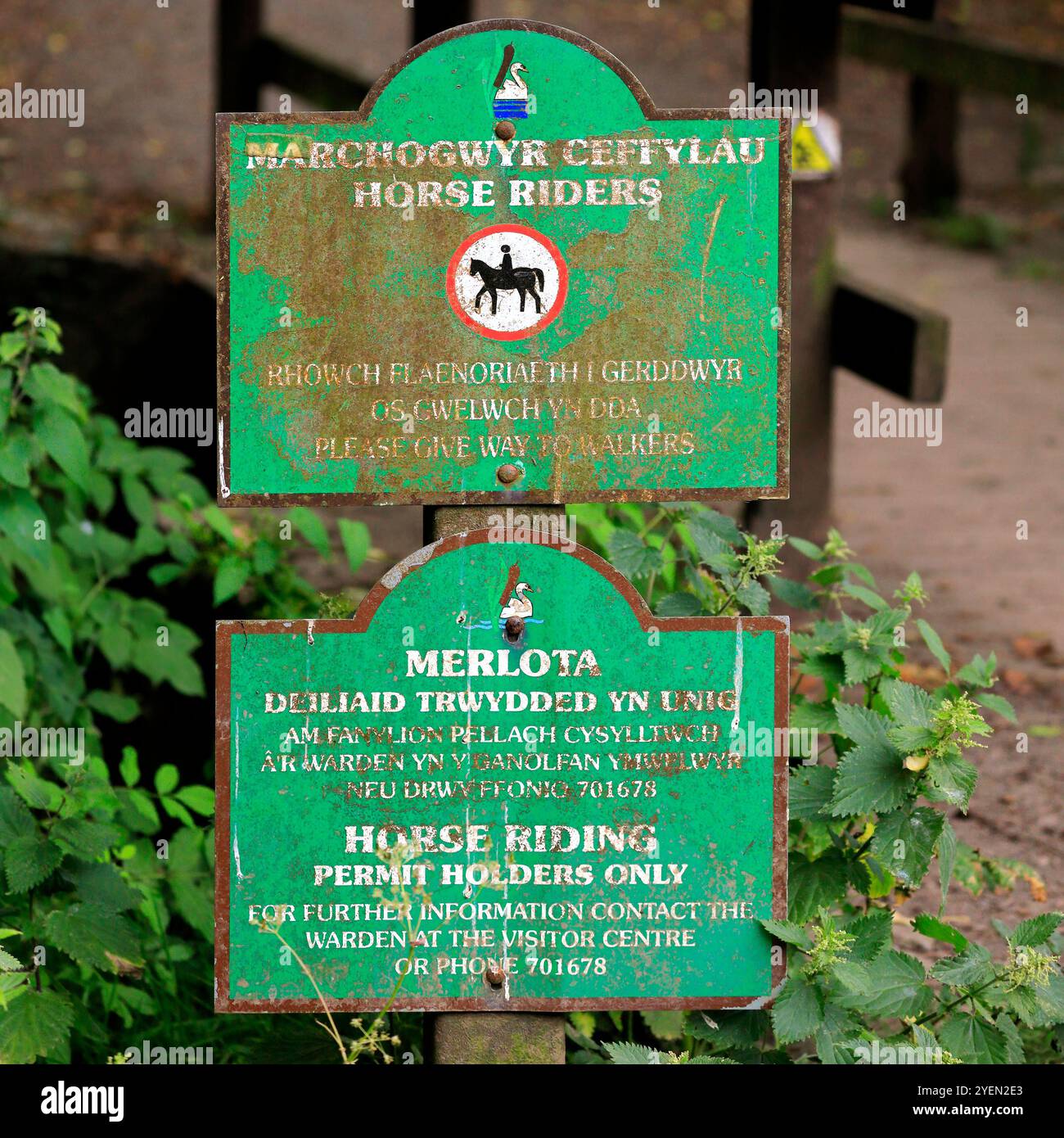 Horse Riding Permit Holders Only sign at Cosmeston Lakes and Country ...