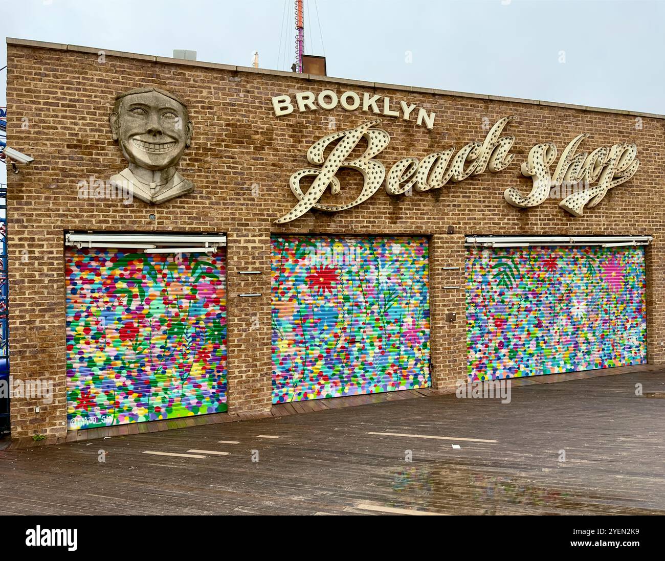 Brooklyn Beach Shop closed on a rainy day at Coney Island in NYC Stock ...