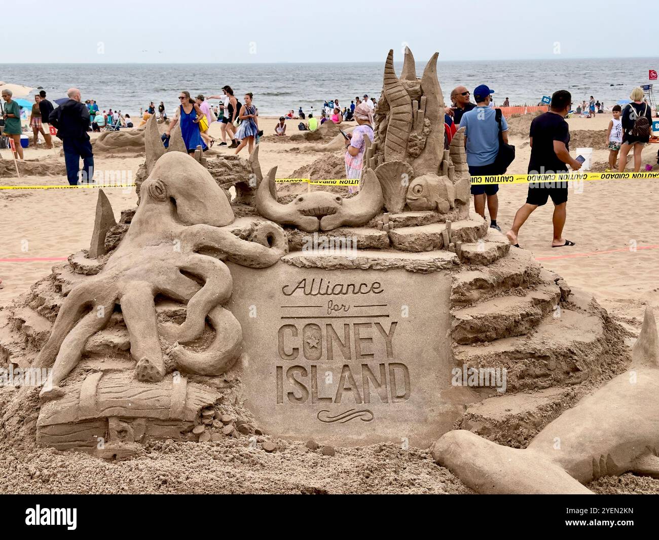 sand castle competition on the beach in Coney Island Brooklyn NYC Stock ...