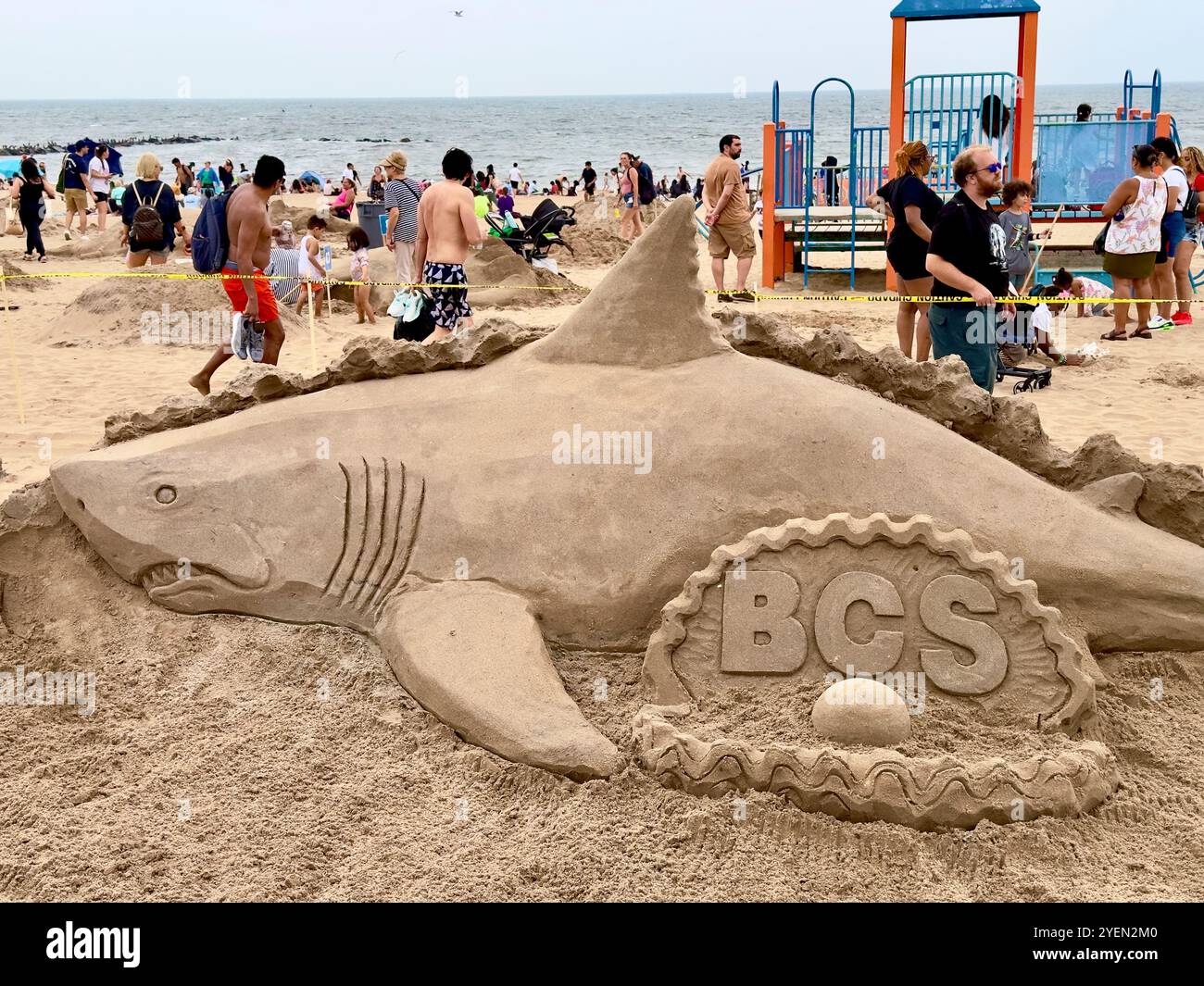 sand castle competition on the beach in Coney Island Brooklyn NYC Stock ...