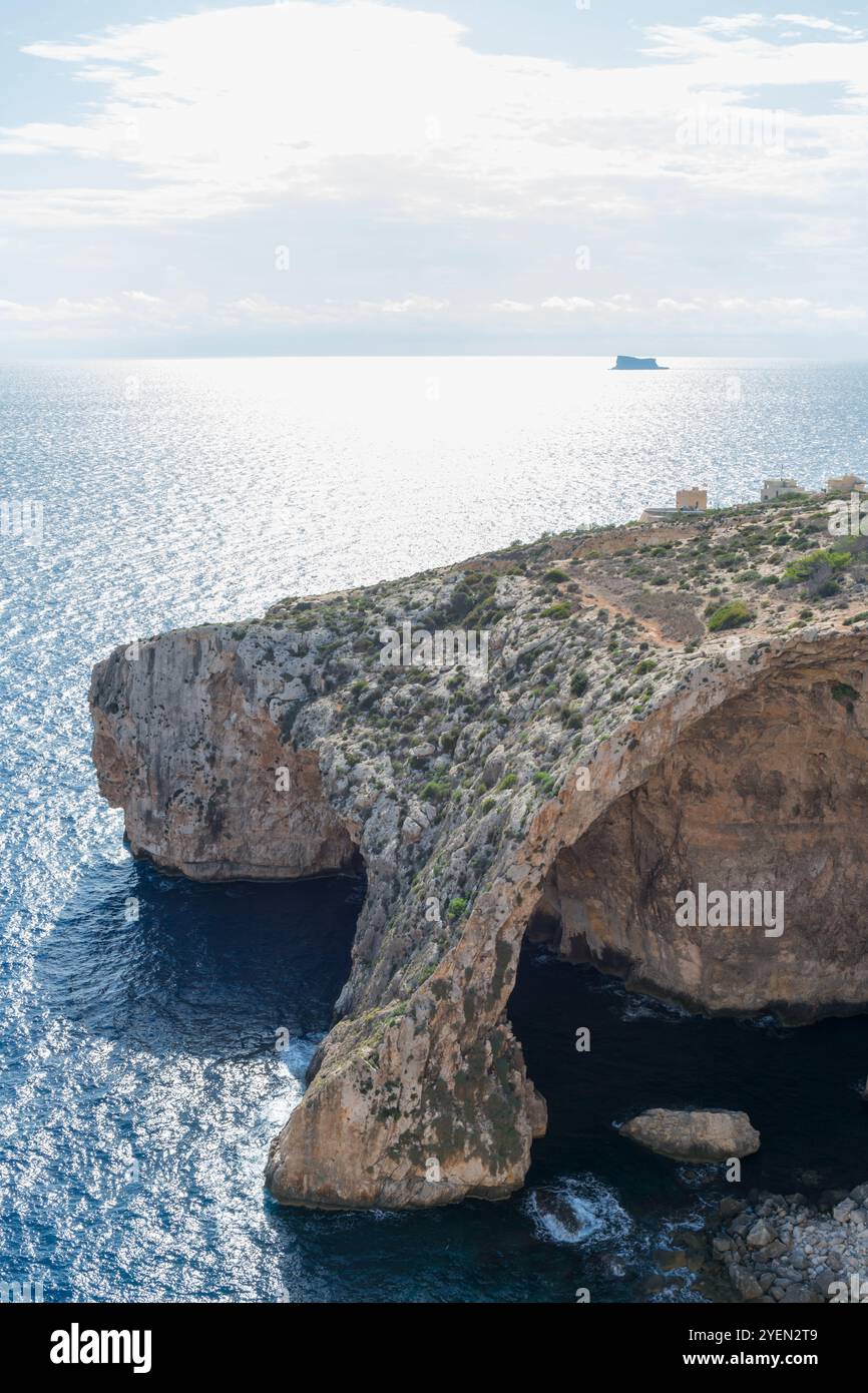 Blue Grotto in Malta, Europe. Touristic boats run under the natural ...