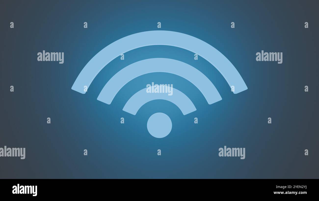 Wi-fi signal icon on blue gradient background. The icon represents ...