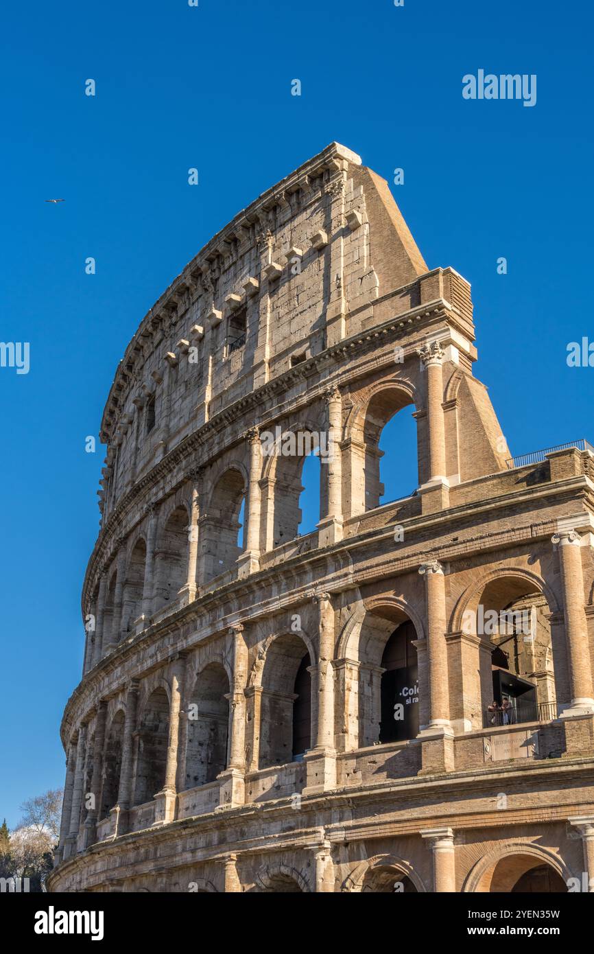 Rome, Italy - February 13, 2024 : Side view of The Colosseum from the ...