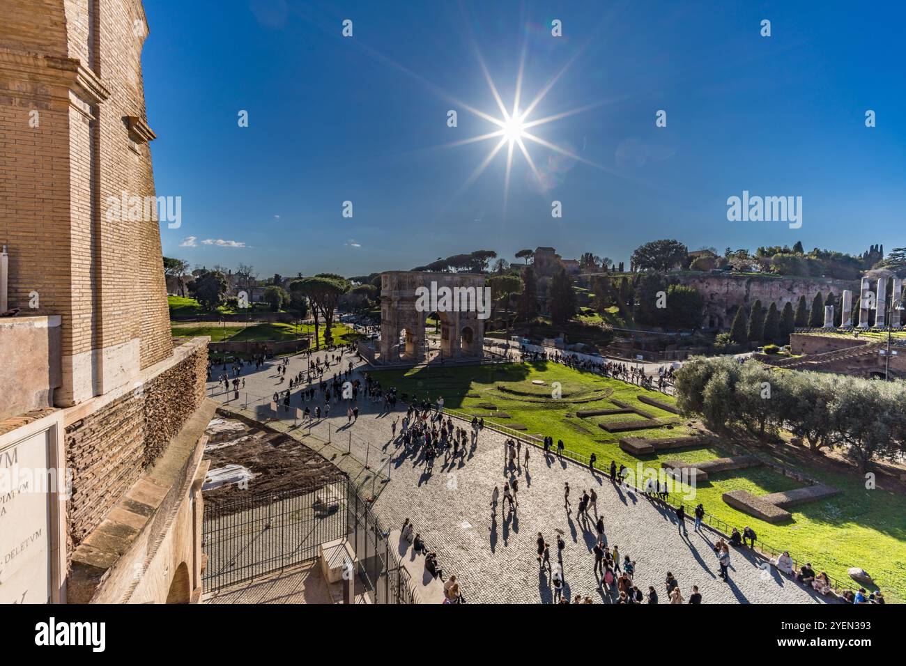 Rome, Italy - February 13, 2024 : Wide angle scene of the Arch of ...