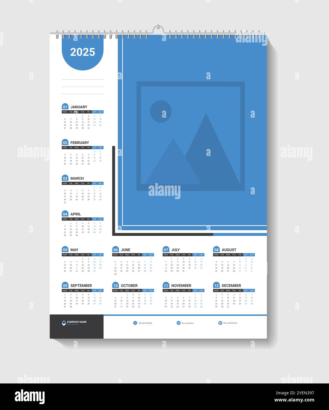 Corporate Calendar Design For Office Desk Or Wall Vector Template Stock ...