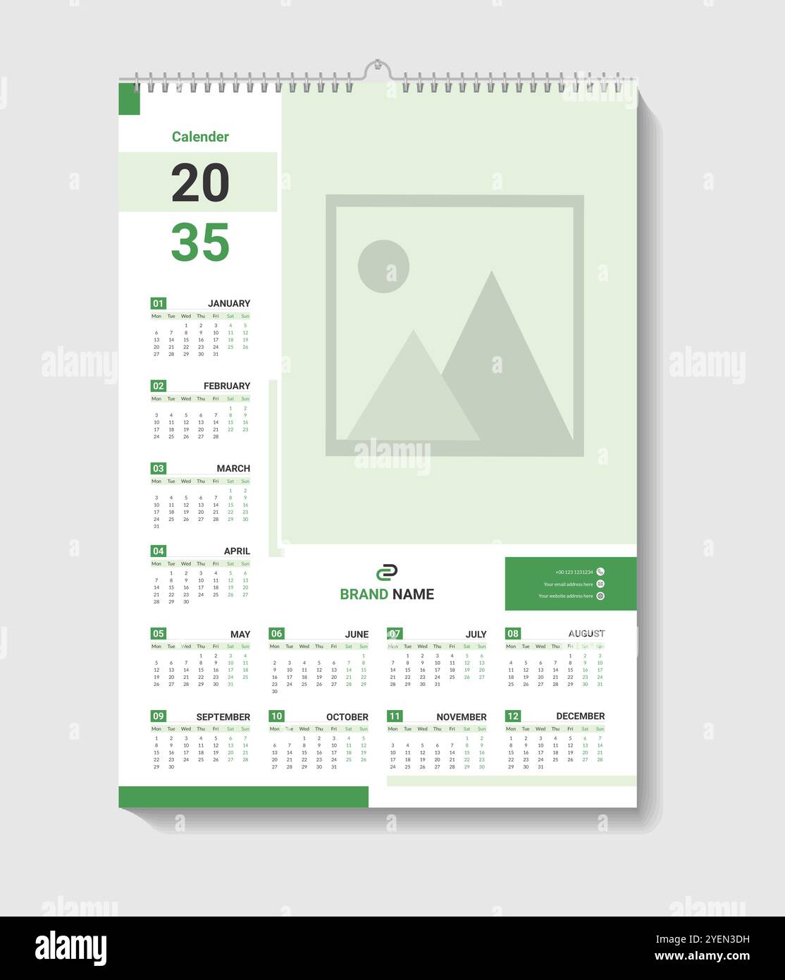 Corporate Calendar Design For Office Desk Or Wall Vector Template Stock ...