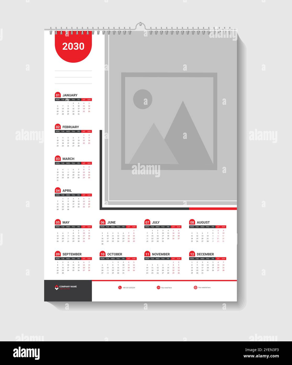 Corporate Calendar Design For Office Desk Or Wall Vector Template Stock ...