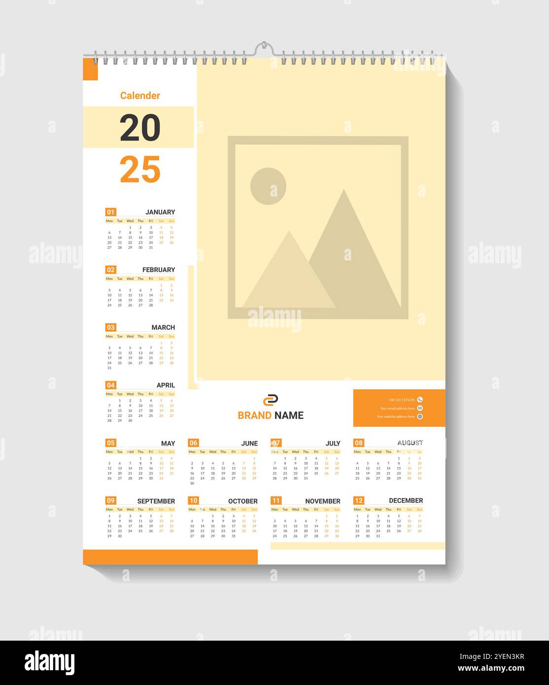 Corporate Calendar Design For Office Desk Or Wall Vector Template Stock ...