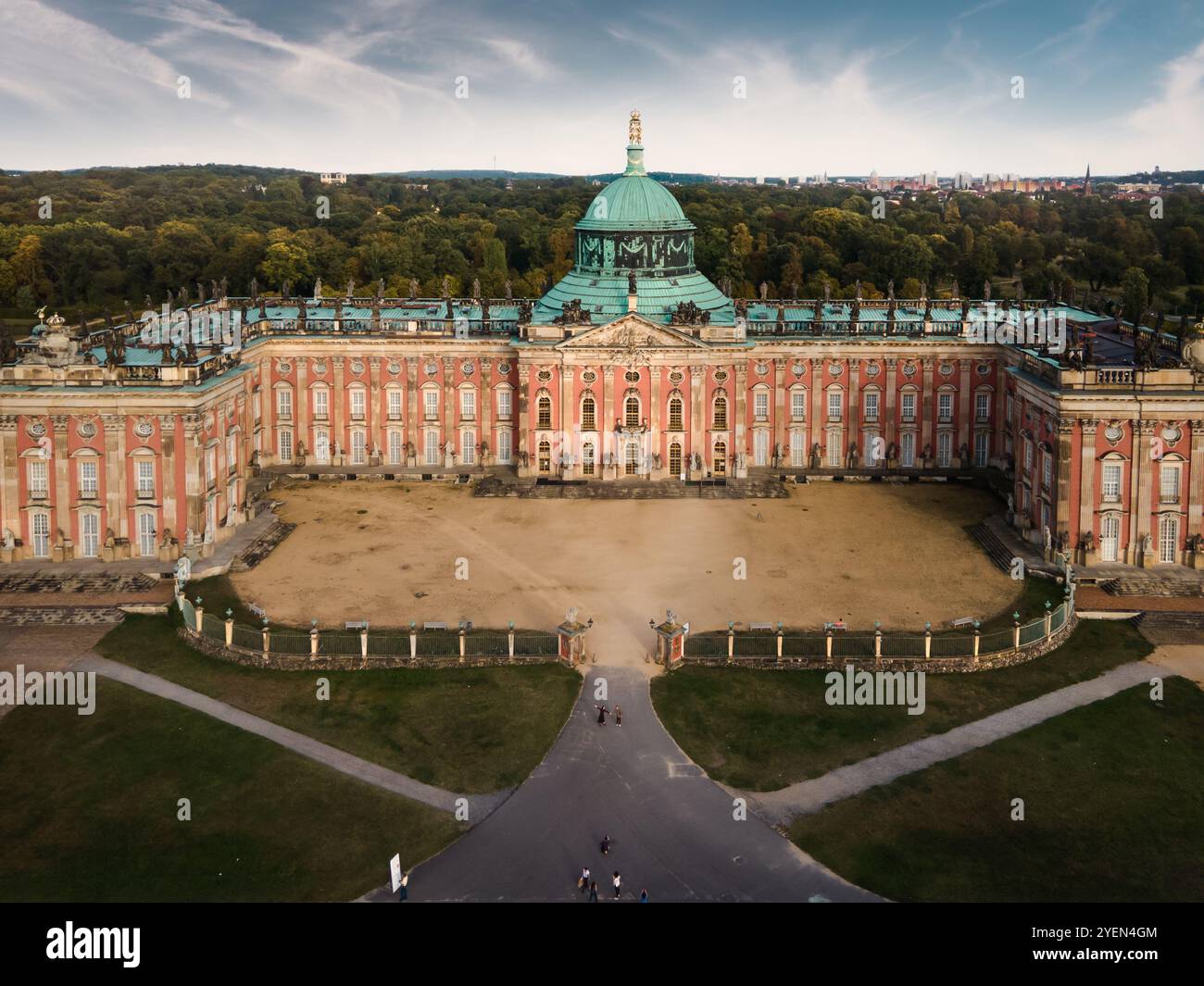 Stunning aerial view of Castle Sanssouci, a magnificent baroque palace ...