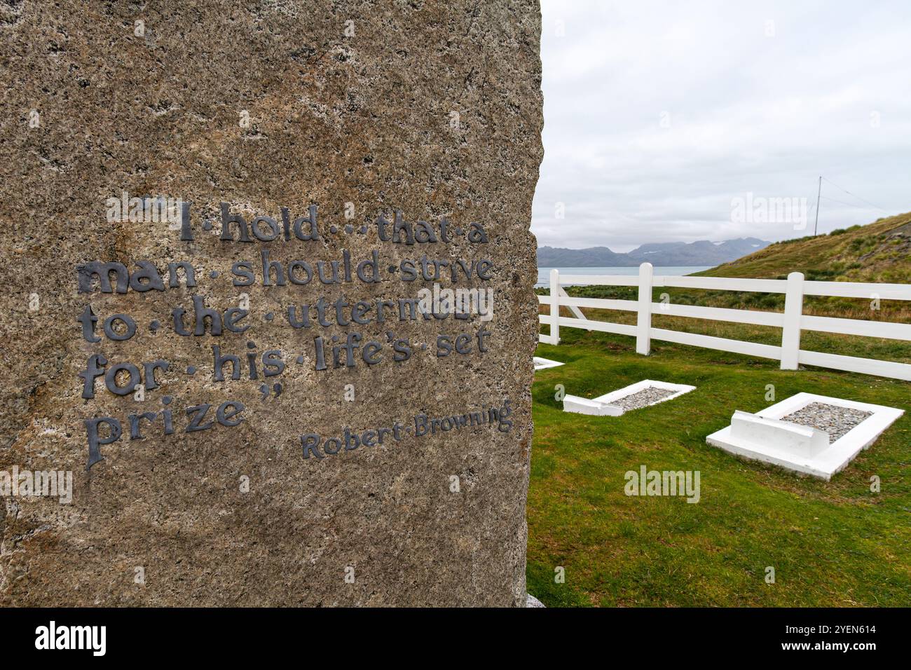 Sir Ernest Shackleton's gravesite at Grytviken (Swedish for 'Pot Cove ...