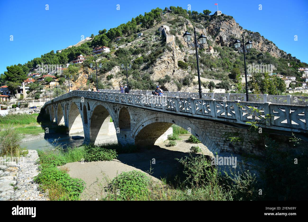 The historic Gorica Bridge in Berat, Albania, was built during the ...
