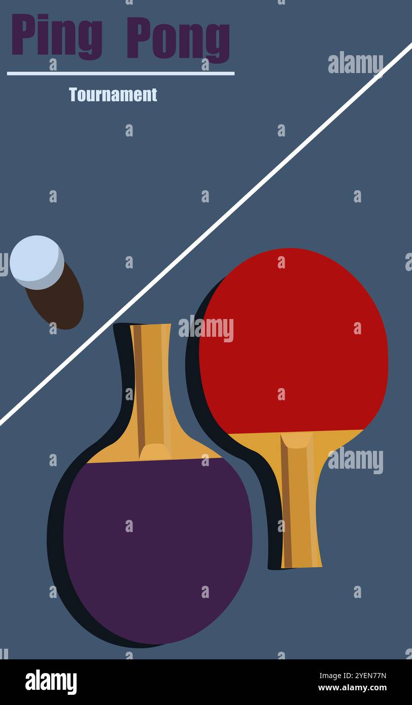 Ping-pong poster design. Table tennis cover in blue color. Vector ...