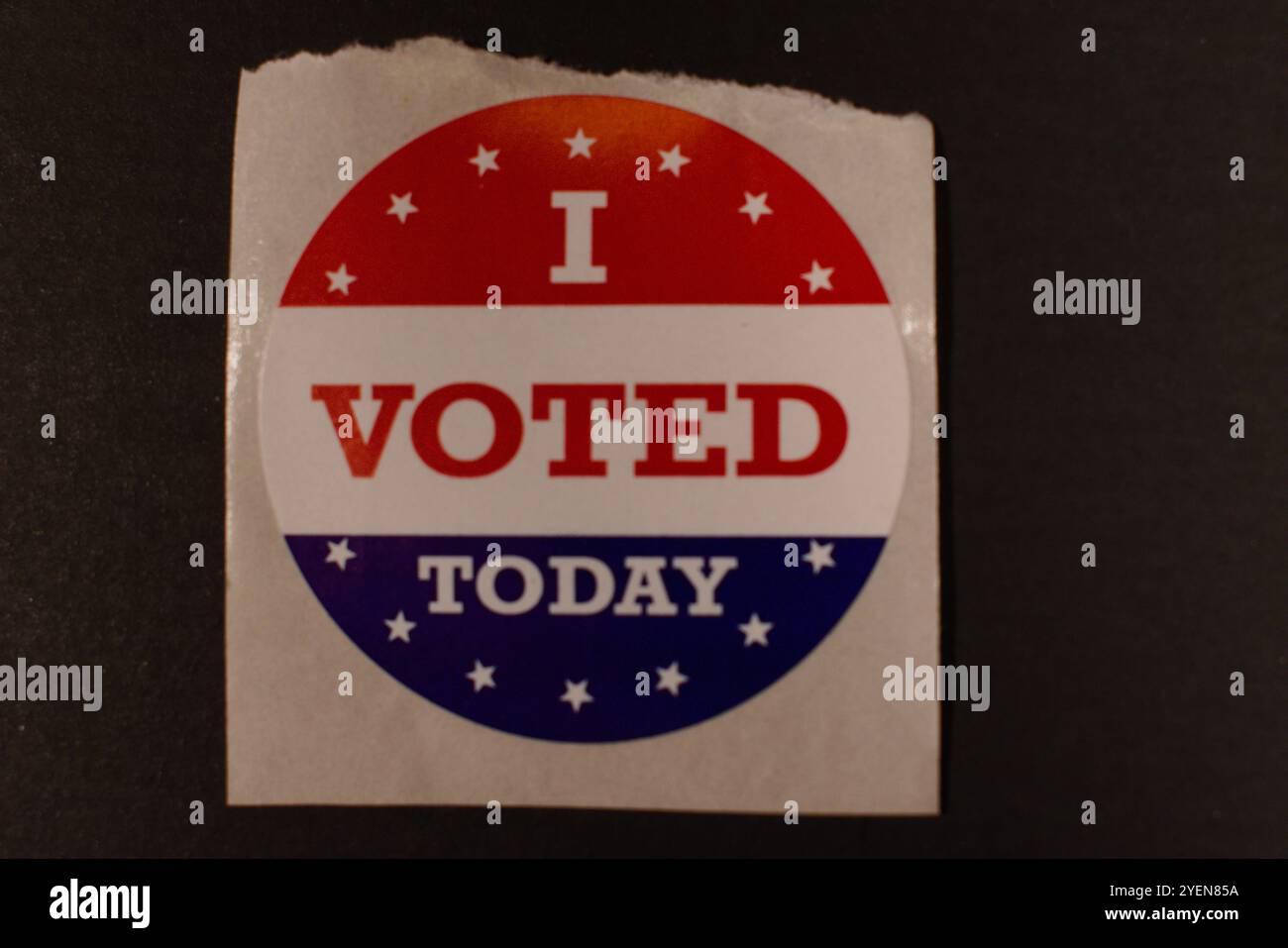 A round I Voted sticker from the 2024 General Election Stock Photo - Alamy