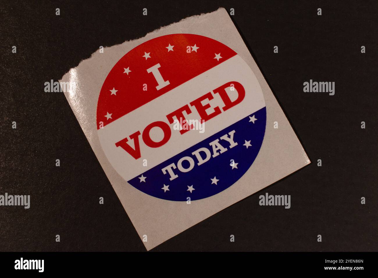 A round I Voted sticker from the 2024 General Election Stock Photo - Alamy