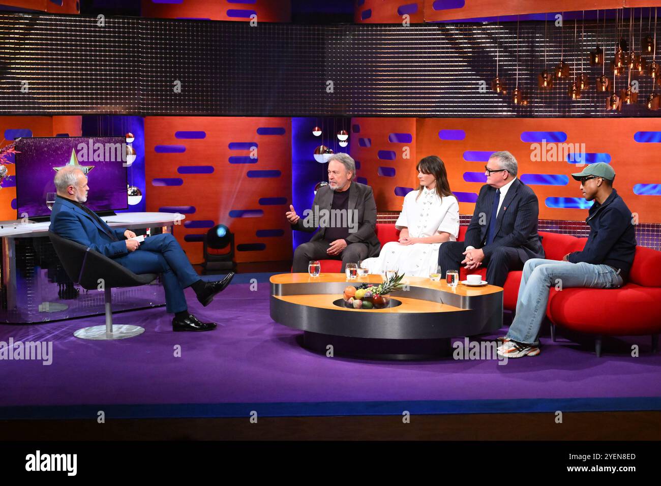 EDITORIAL USE ONLY Billy Crystal, Emily Mortimer, Hugh Bonneville and Pharrell Williams with ...