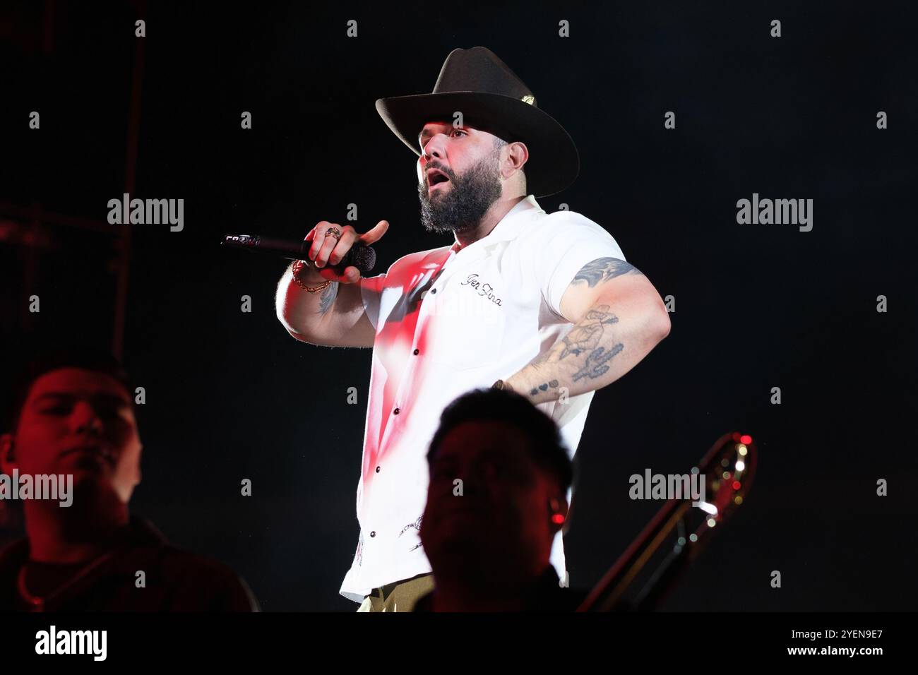 Mexican singer Carin Leon during the performance at the WiZink Center ...