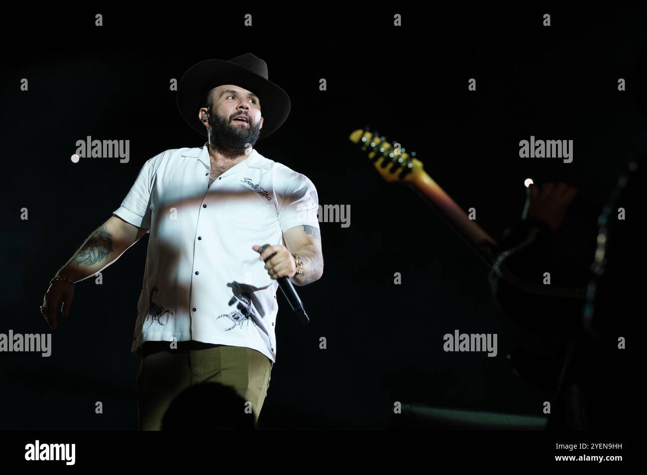 Mexican singer Carin Leon during the performance at the WiZink Center ...