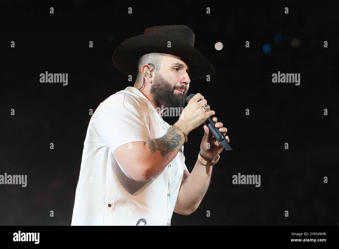 Mexican singer Carin Leon during the performance at the WiZink Center ...