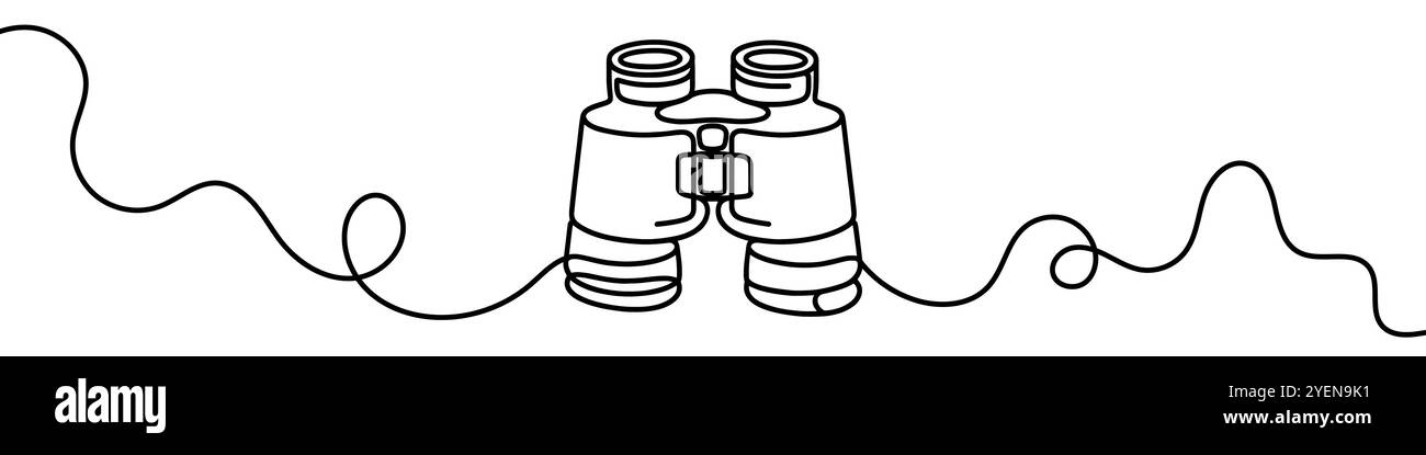 Minimalist vector illustration depicting a pair of binoculars, drawn ...