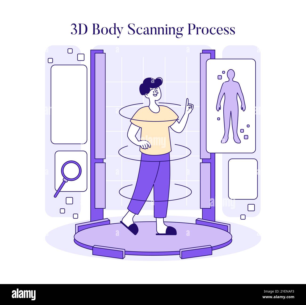 AI Stylist concept. A person experiencing a 3D body scanning process ...