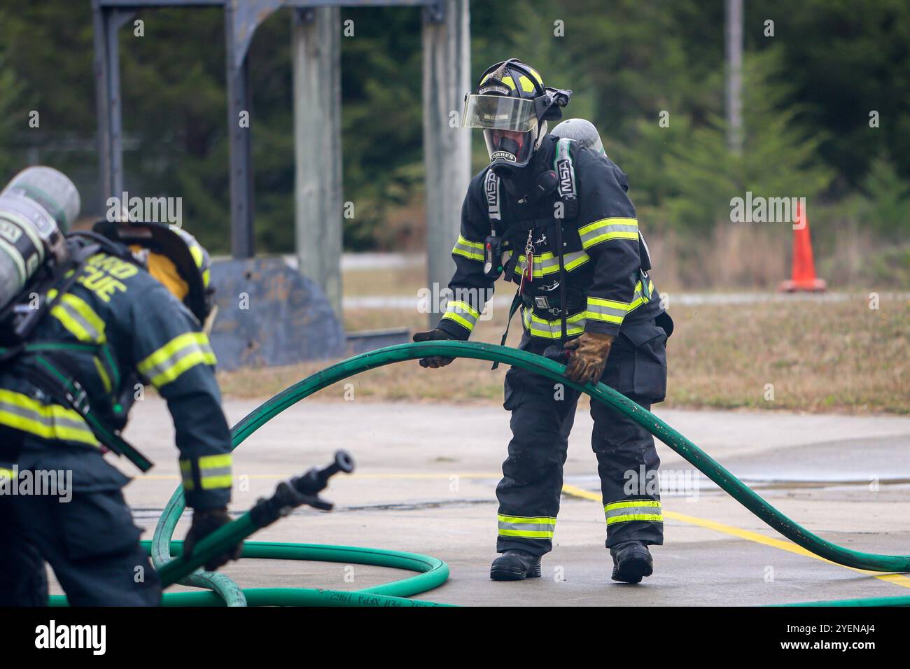 U.S. Air Force Airmen assigned to the 177th Civil Engineer Squadron ...