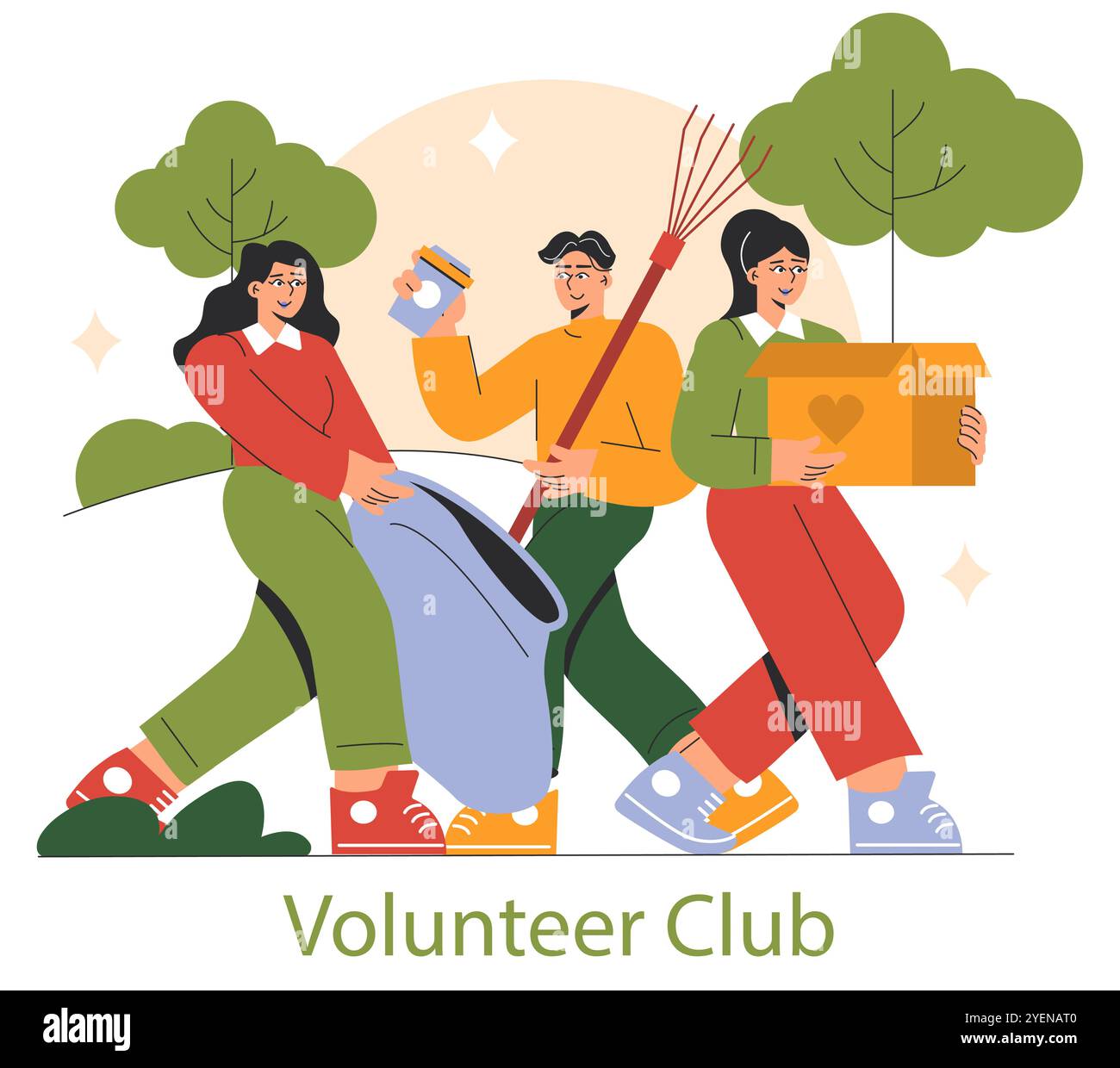 Diverse group of volunteers participating in environmental clean-up and ...