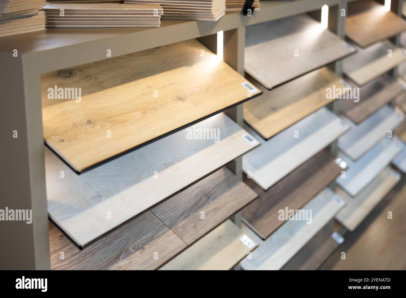 Laminate samples displayed on shelves in store Stock Photo - Alamy