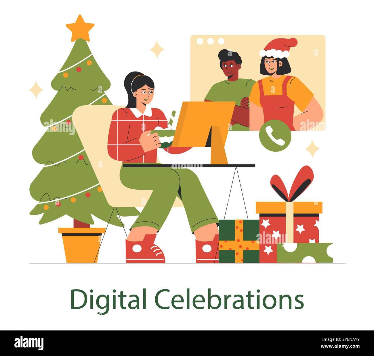 Calling family friends Stock Vector Images - Alamy