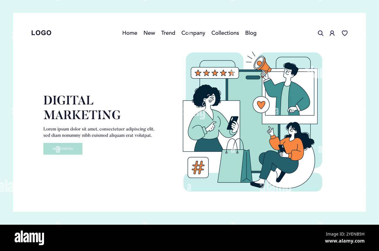 Digital marketing concept. Engaging content creation and online ...