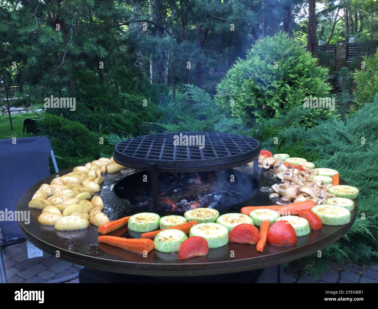 Delicious Outdoor Barbecue with Fresh Grilled Vegetables Stock Photo ...