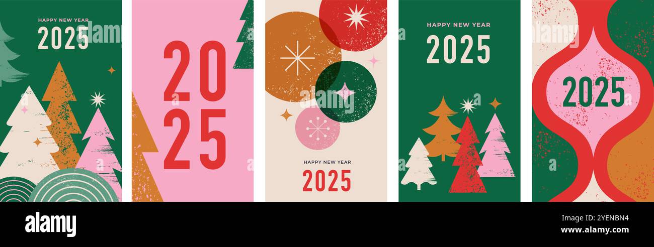 Merry Christmas and Happy New Year 2025. Set of cards, story templates ...