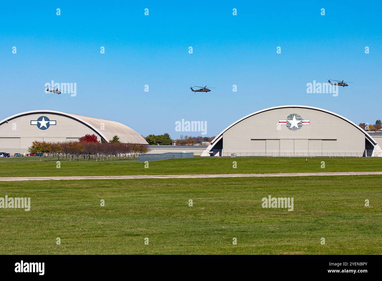 Three UH-60 Black Hawk helicopters part of a total eleven aircraft from ...