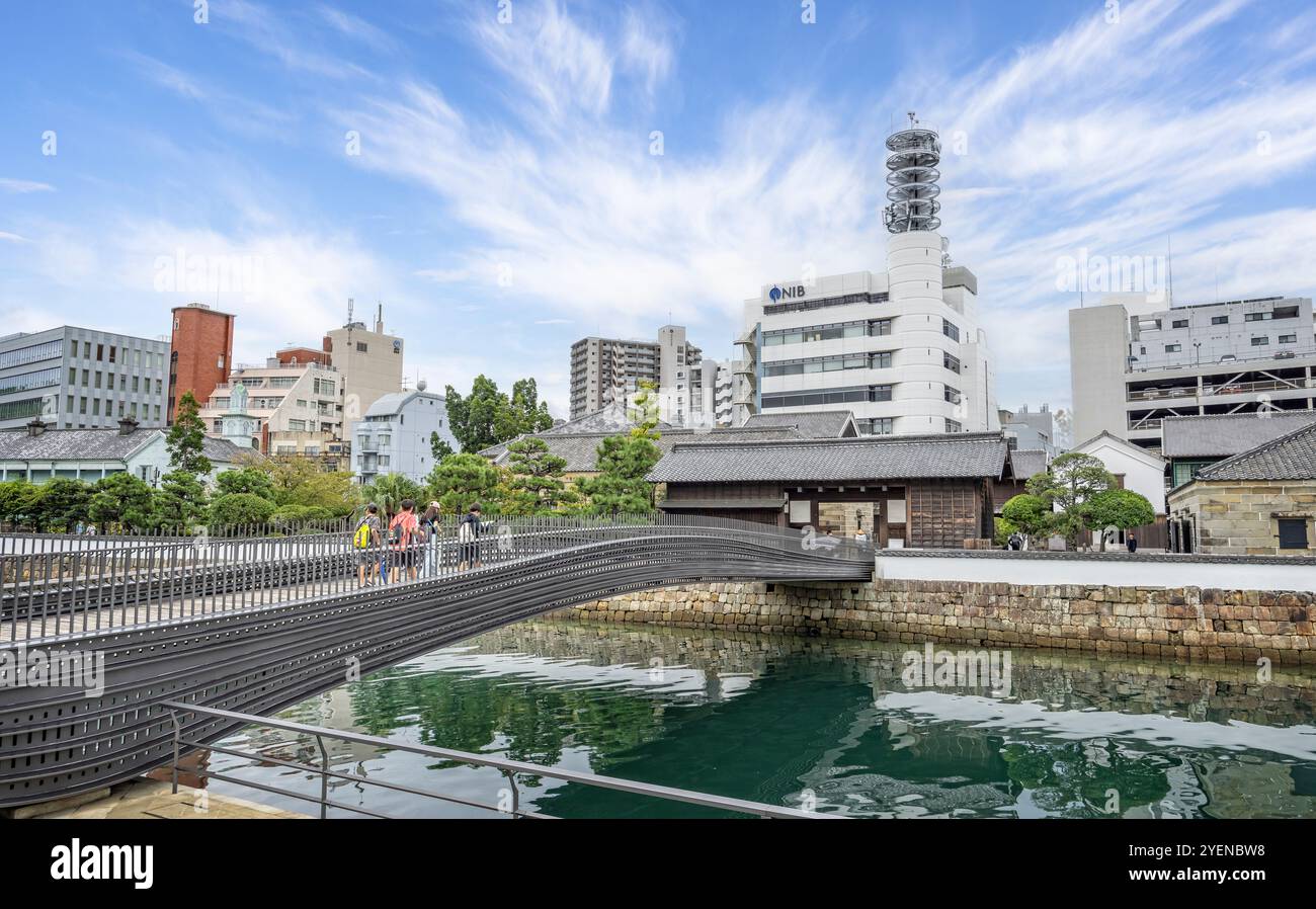 Bridge over the River Nakashima river leading to the site of former ...