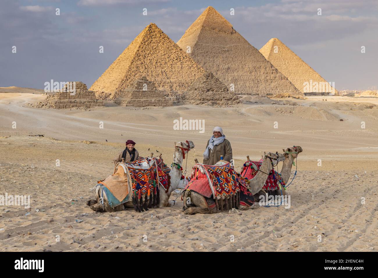 Giza Pyramid Complex, Al Ahram, Giza, Egypt. February 21, 2023. Men ...