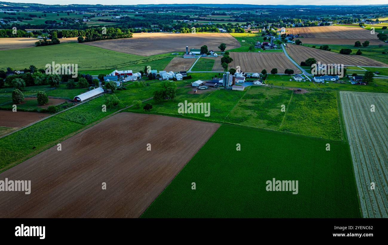 This beautiful countryside landscape showcases an aerial perspective of ...