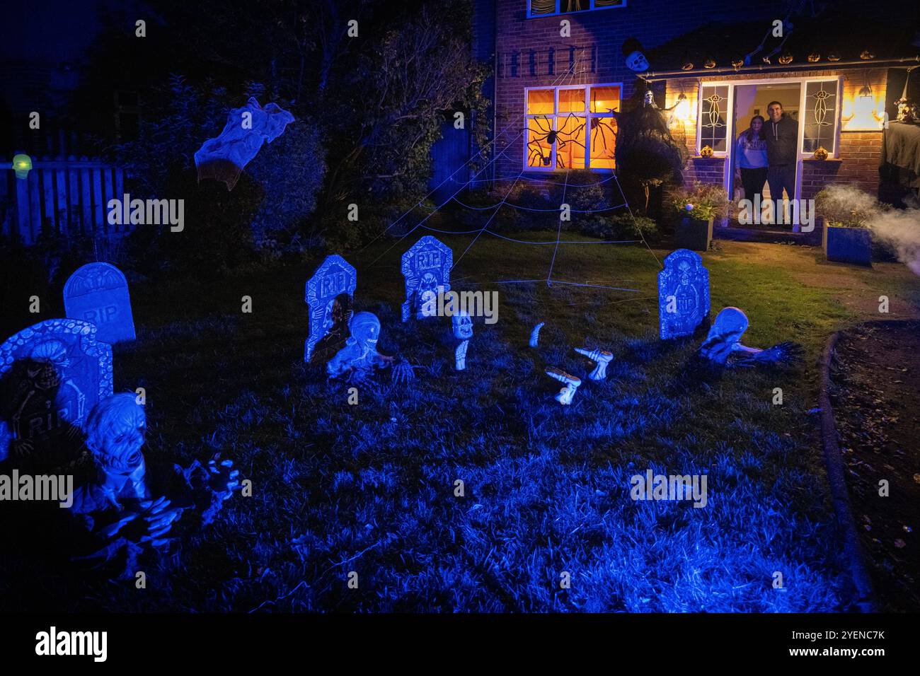 Scary scenes on halloween evening in a small village in UK Stock Photo ...