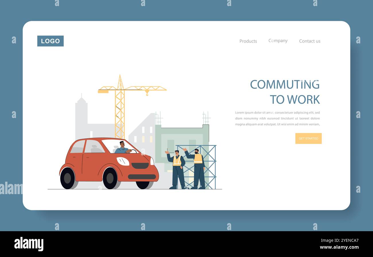 Builder's lifestyle concept. Daily commute to the construction site ...