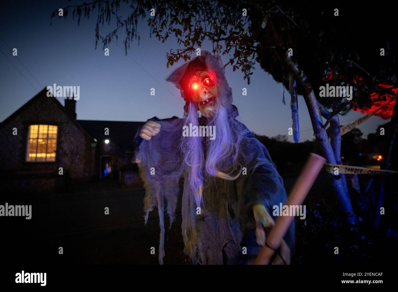 Scary scenes on halloween evening in a small village in UK Stock Photo ...