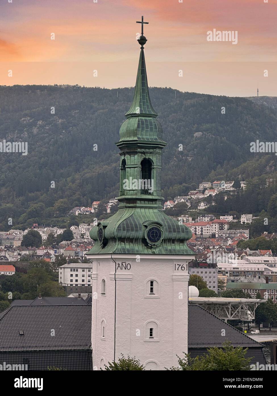 Bergen, Norway - September, 2024 Nykirken church spire Stock Photo - Alamy