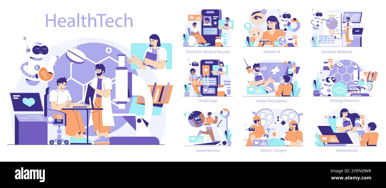 Healthtech concept. Digital innovation in healthcare with AI ...