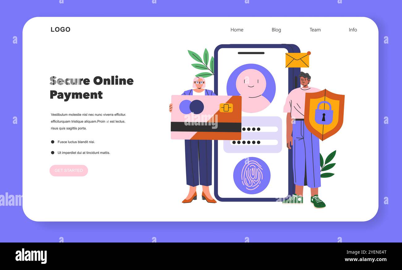 Secure Online Payment concept. Digital transaction safety with user ...