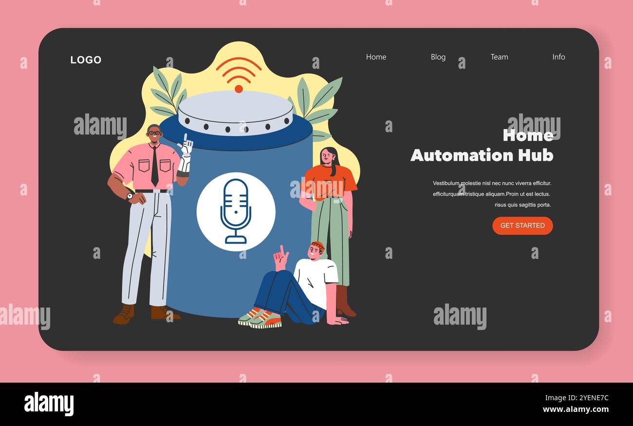 Smart Home concept. People engaging with technology for an automated ...