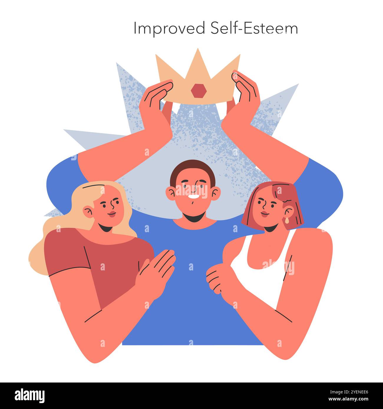 Self-Esteem Boost concept. Illustration of individual gaining ...