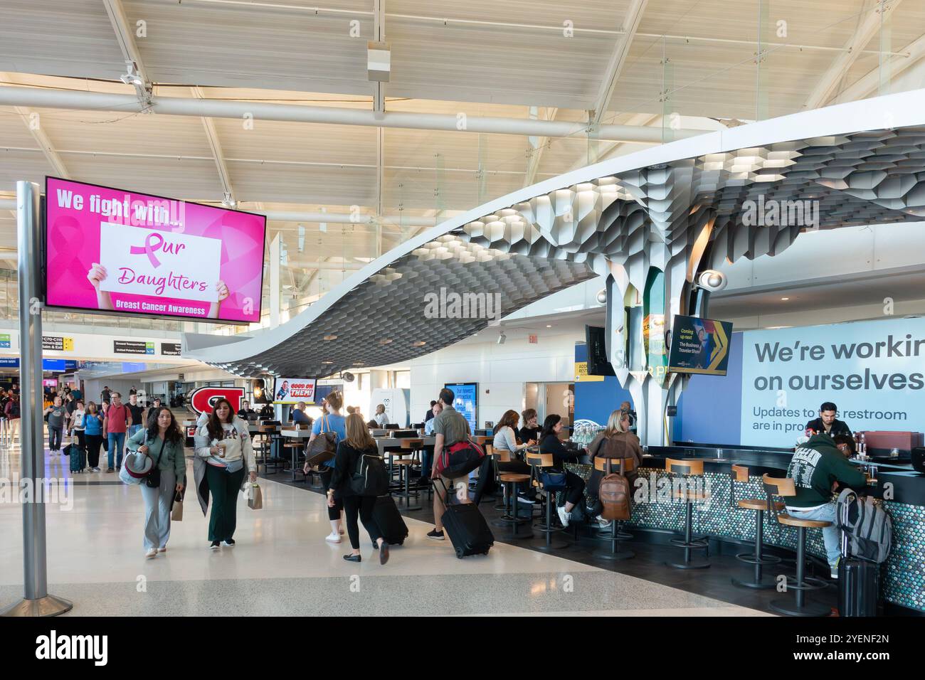 Newark, NJ – US – Oct 12, 2024 The airport bar at Newark Airport's ...