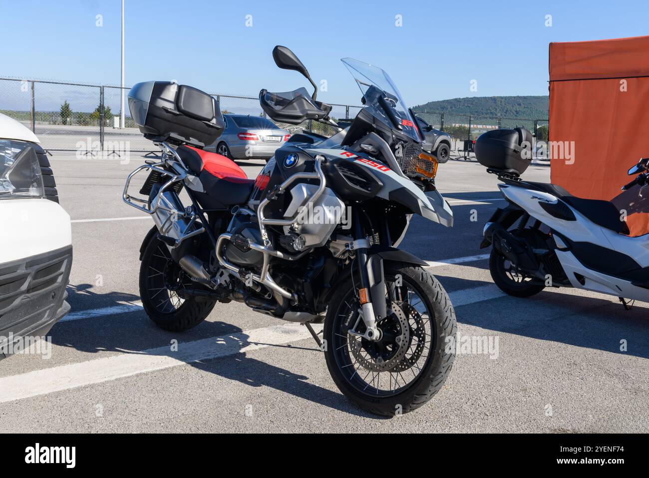 ISTANBUL, TURKEY - OCTOBER 27, 2024: Motorcycle BMW R 1250 GS dark gray ...