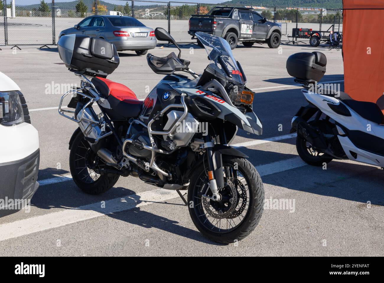 ISTANBUL, TURKEY - OCTOBER 27, 2024: Motorcycle BMW R 1250 GS dark gray ...