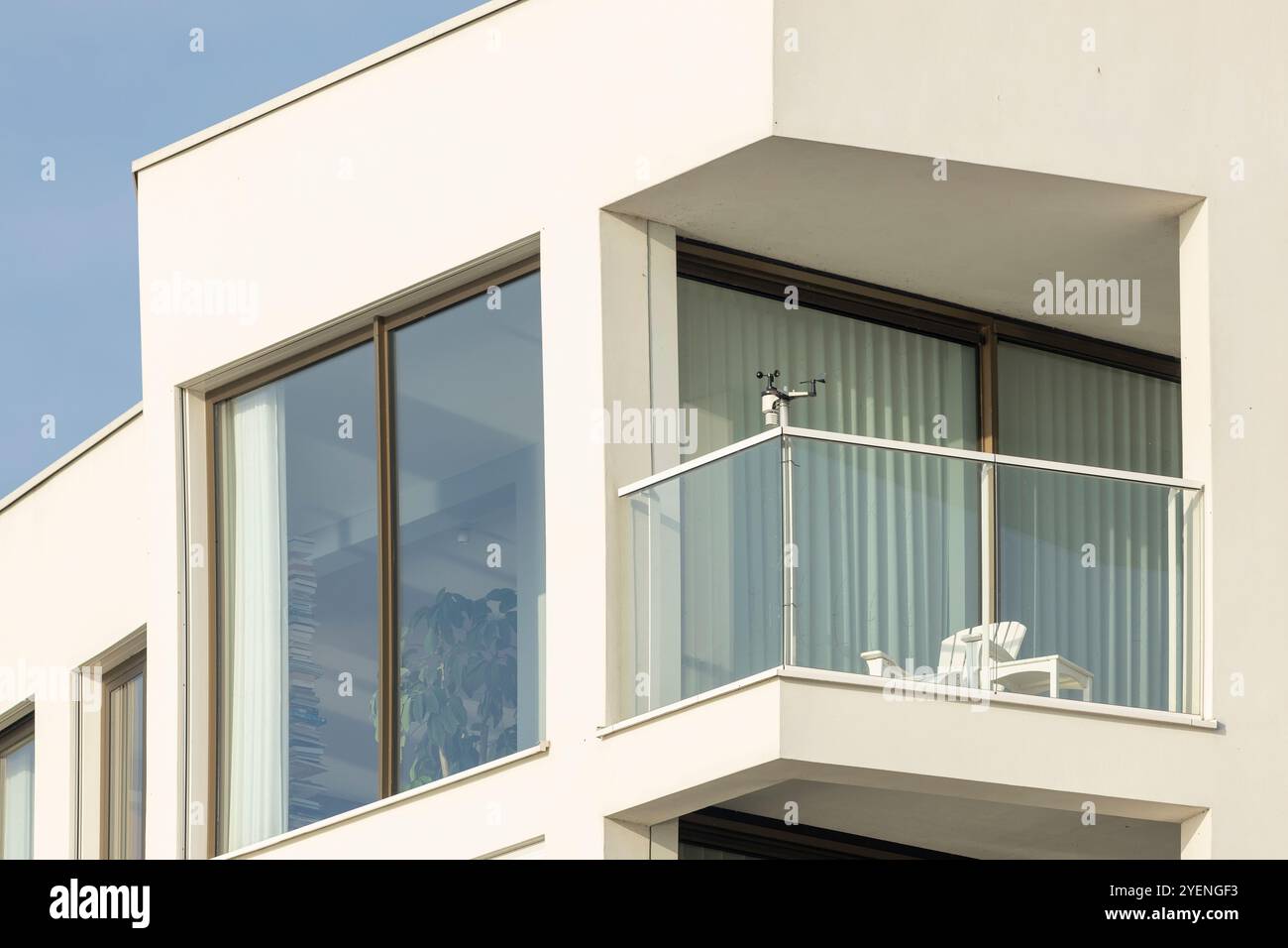 Architectural detail of exterior luxury apartment facade in ...