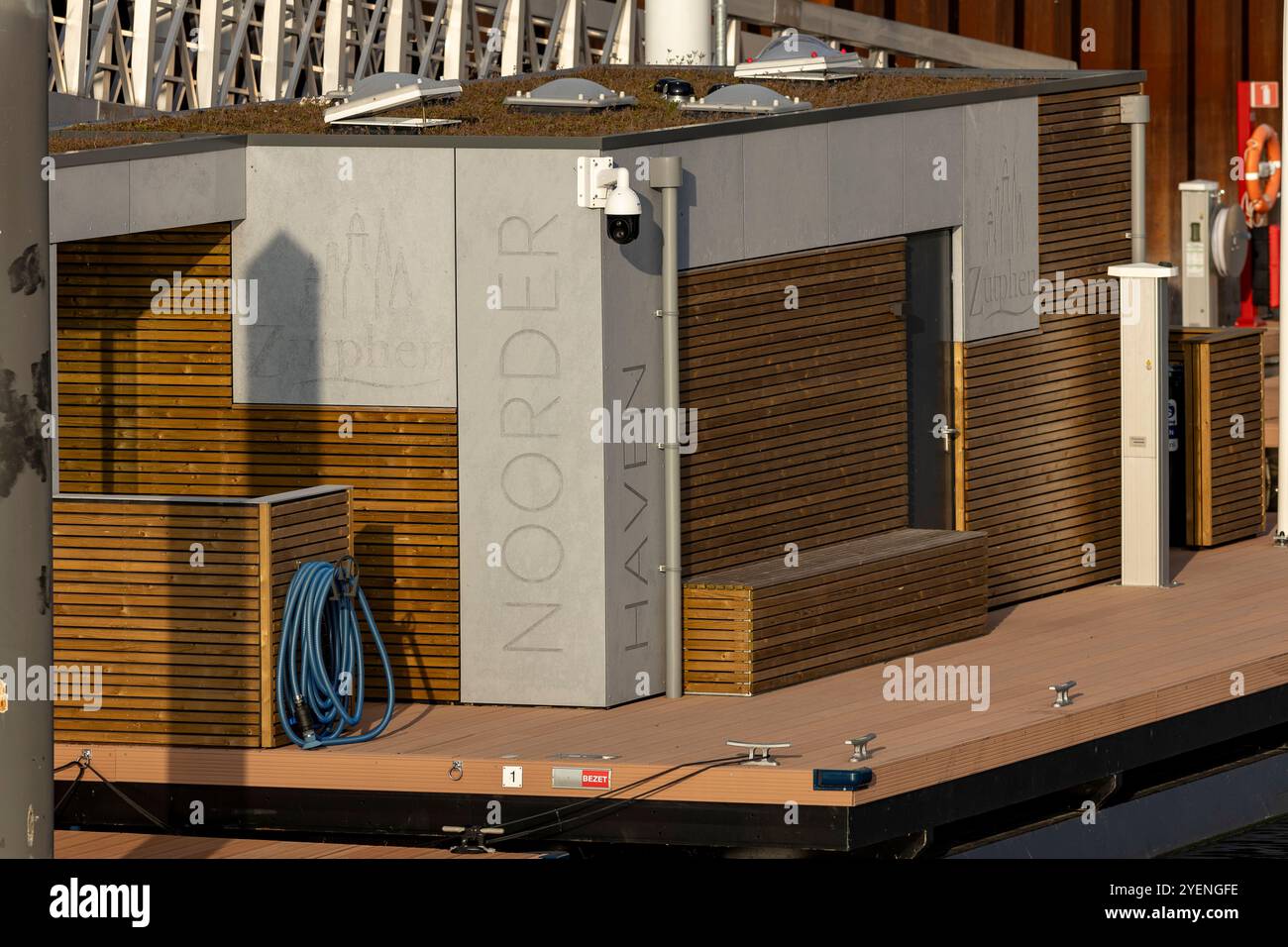 Floating personal hygiene booth in recreational Noorderhaven port Stock ...
