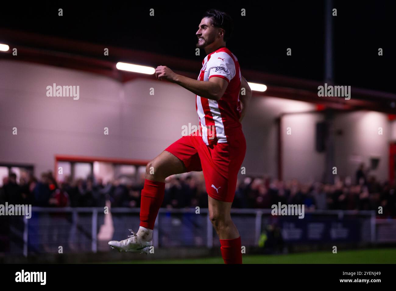 Brackley, England - Oct 15, 2024: Scott Pollock celebrates his goal v ...