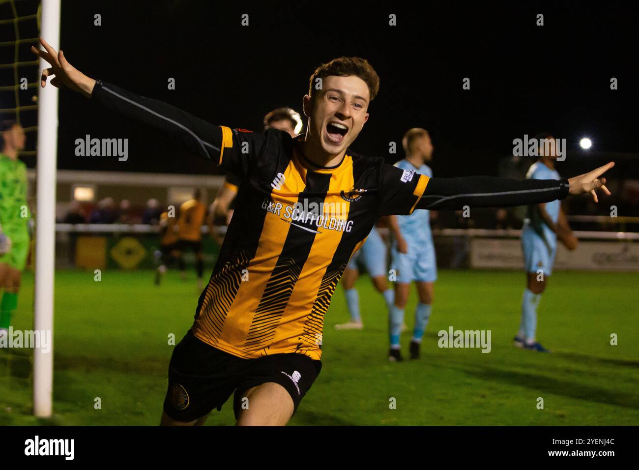Leamington, England - Oct 22, 2024: Callum Stewart celebrates his goal ...